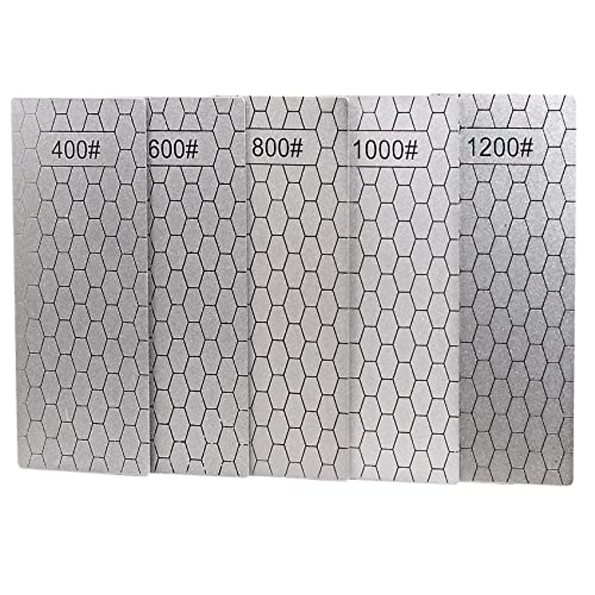 Jewboer 5 Pieces Diamond Sharpening Stone Set,Diamond Lapping Plate Coarse/Medium/Fine Grit Sharpener,400/600/800/1000/1200 Grit