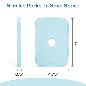 TOURIT Ice Packs for Lunch Boxes/Bags and Coolers, Lunch Box Cooler Ice Packs Reusable, Slim and Long Lasting Cool Pack for Work, Picnic or Camping