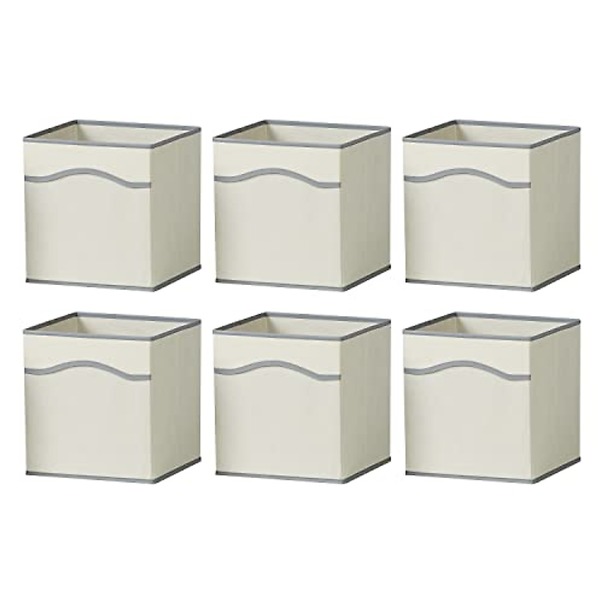 SunnyPoint Classic Collapsible, Foldable Storage Fabric Cube Organizer Bin - Pack of 6 (CREAM)