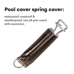 Wood Grip Swimming Pool Stainless Steel Spring Covers with Stopper D Ring and Protective Vinyl Spring Cover - for Winter Safety Pool Covers - Pool Cover Springs for Inground Pools (Pack of 5)