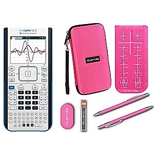 Texas Instruments Ti Nspire CX II Graphing Calculator + Guerrilla Zipper Case + Essential Graphing Calculator Accessory Kit, Black (Pink)