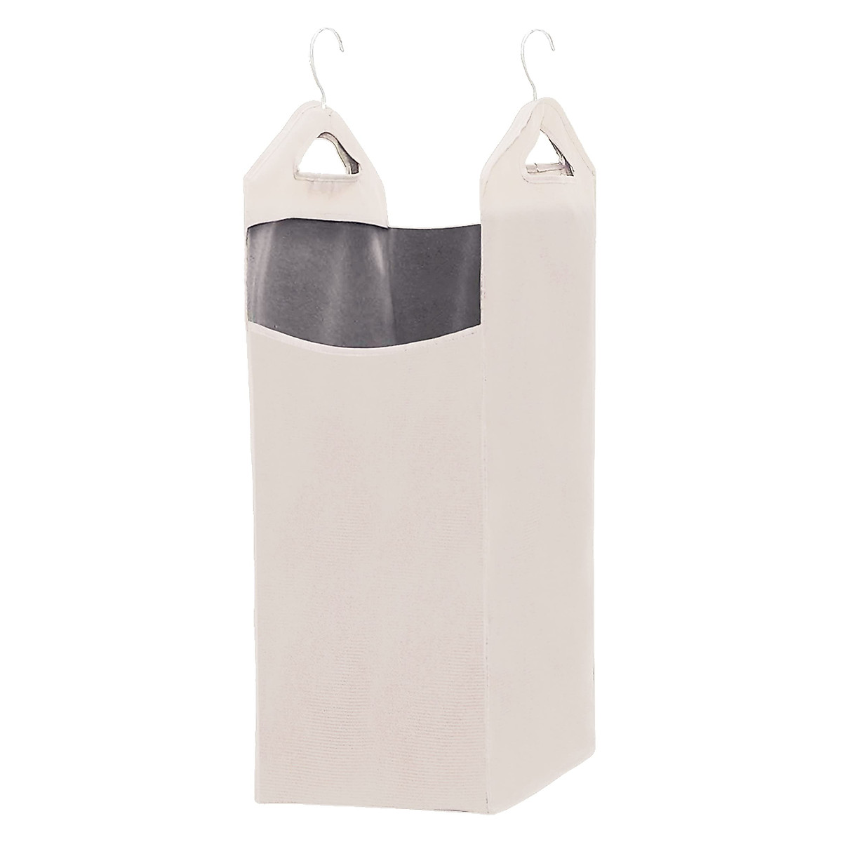 The Fine Living Co. Hanging Laundry Hamper Bag for Closet, Heavy Duty Hanging Closet hamper, Closet Laundry Basket with 2 Strong Metal Hangers, Space Saving Closet Hamper Organizer (Beige)