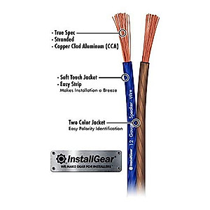 InstallGear 12 Gauge Speaker Wire AWG (100ft - Blue/Black) | Speaker Cable for Car Speakers Stereos, Home Theater Speakers, Surround Sound, Radio, Automotive Wire, Outdoor | Speaker Wire 12 Gauge