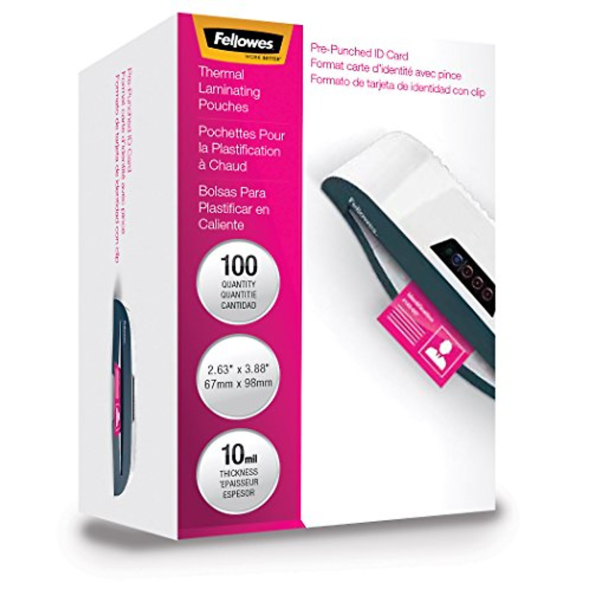 Fellowes, Hot Laminating Pouches, 10 Mil, ID Card, 100 per Pack (52051)