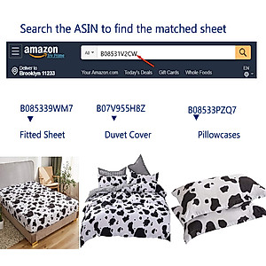 Mengersi Cow Kids Sheet Set Twin Size - Bed Sheets - Black White Cow Sheets - Deep Pockets - 1 Fitted Sheet, 1 Flat, 1 Pillow Case - 3 Piece