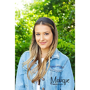 Motique Accessories Black 2 Inch Wide Satin Hard Headband with No Teeth Head band for Women and Girls