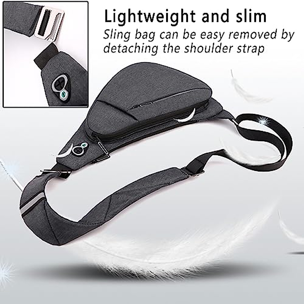 CAISANG Small Sling Bag Men Crossbody Bag Shoulder Backpack Hiking Daypack Women Anti-Thief Personal Pocket Casual Chest Bag for Travelling Hiking Outdoor Sport