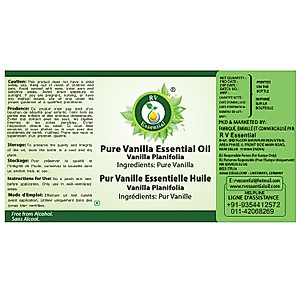 R V Essential Pure Vanilla Essential Oil 100ml (3.38oz)- Vanilla Planifolia (100% Pure and Natural Therapeutic Grade)