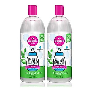 Dapple Baby Bottle Soap & Dish Soap Refill Baby, Fragrance Free, Plant Based Dish Liquid for Dishes & Baby Bottles - Hypoallergenic Soap, Liquid Soap Refill, 30 Fl Oz (Pack of 2)