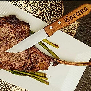 Custom Monogrammed Wood Steak Knives - Couples Housewarming Gift - Engraved and Personalized (12)