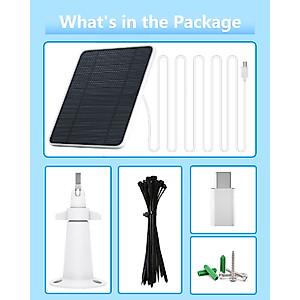 Solar Panel for Security Camera, 5V 4W Solar Panels Charger Compatible with Eufycam 2C/2C Pro/2/2 Pro/E20/E40/E, Micro USB & Type-C Port, IP65 Waterproof, 9.8ft Charging Cable & Wall Mount, 2 Pack