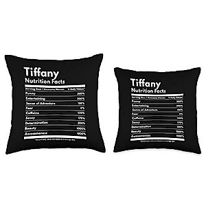 That's My Name Co. Tiffany Nutrition Facts Gift Funny Personalized Name Tiffany Throw Pillow, 18x18, Multicolor