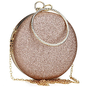 Gets Women Top Handle Handbags Tote Bag Purse Clutch Bag With Chain Circular Ring With Rhinestone