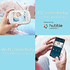 Motorola indoor Baby Smart Video Baby Monitor with Wi-Fi & 3.5" Color LCD Parent Unit, Night Vision, Two-Way Audio, Room Temperature Display & 5 Lullabies, MBP668CONNECT, 720p