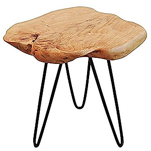 WELLAND Live Edge Side Table with Hairpin Legs, Natural Edge Side Table, Small Nightstand Wood, 15.5" Tall