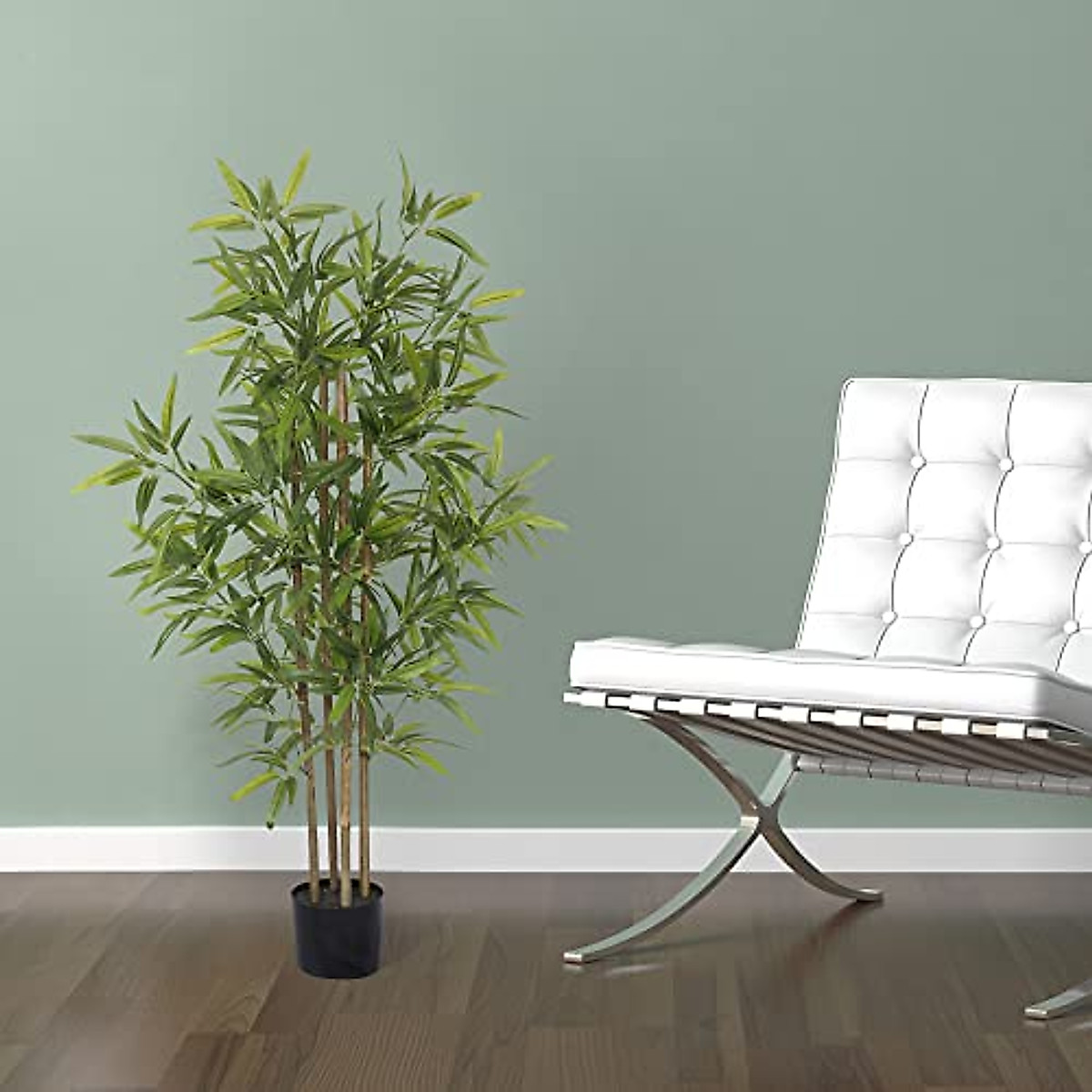 SOFTFLAME 4ft Bamboo Artificial Tree, Faux Bamboo Plant, Real Touch Technology, Artificial Plant with 4 Trunks, Ideal for Home Office Indoor Decoration