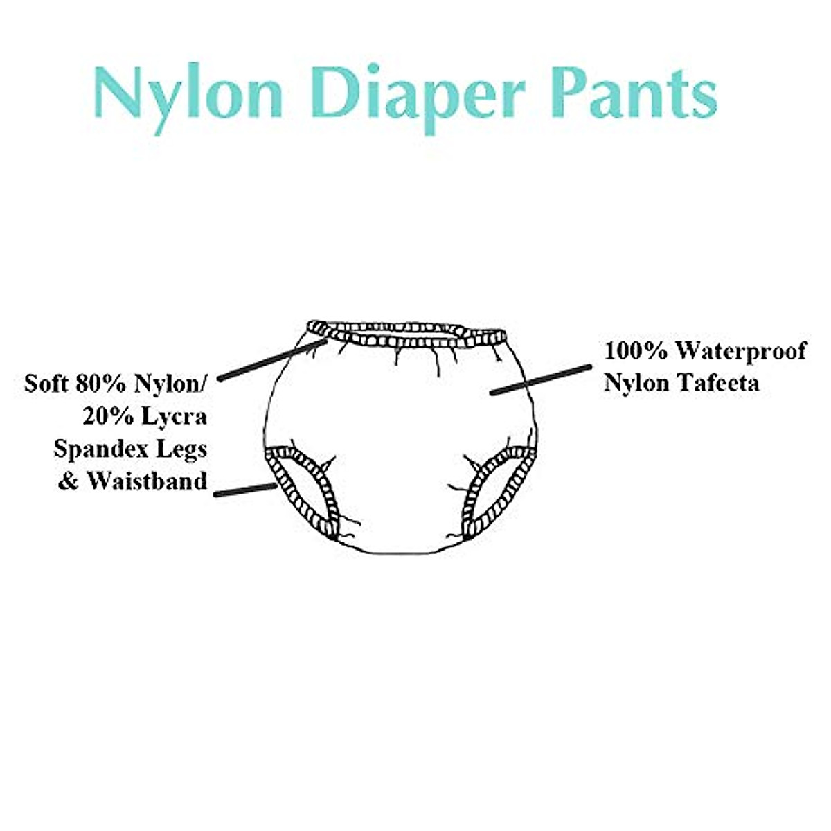 Dappi Reusable Waterproof Nylon Diaper Pants Bundle, Small
