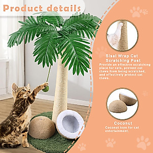 DOICAH Cat Scratching Post, 27" Tall Scratch Tree Coconut Palm with Premium Sisal Rope, Simulated Leaves and Coconut cat Scratching Ball,Toys for Indoor Kittens and Cats (Cat Scratching Ball)