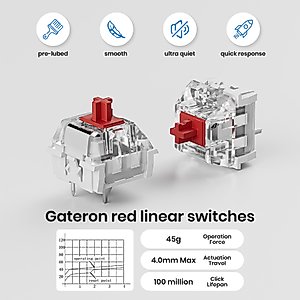Kisnt Mechanical Number Pad, 34 Key Wired Hot Swappable Keypad, Gateron Switches White Backlit Numpad,USB Numeric Keypad with PBT Keycaps for Laptop, Mac, PC Desktop(Red Switch)