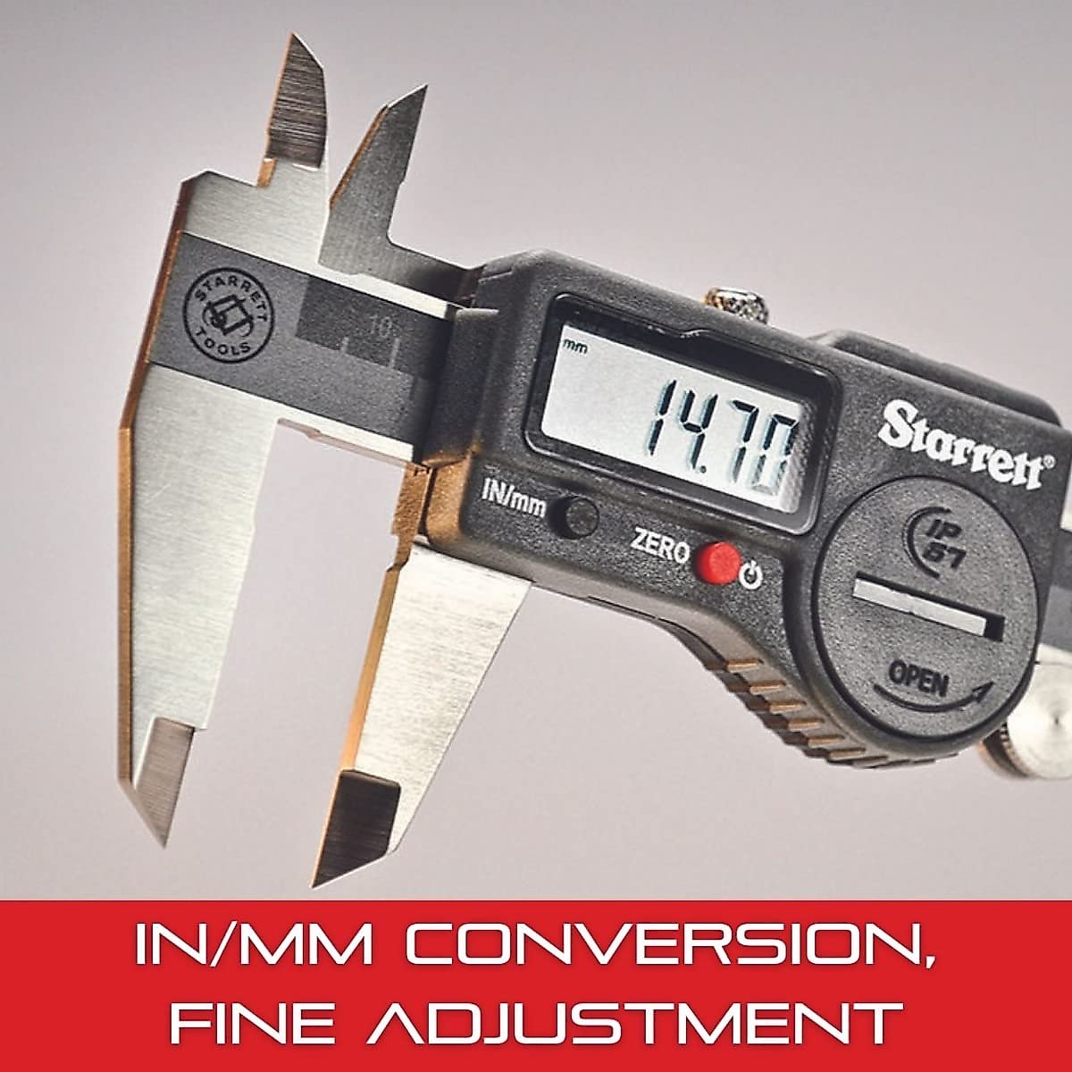 Starrett Stainless Steel IP67 Electronic Slide Caliper - 0-12" Range, .0005" Resolution, LCD Display, RS232 Output, Fine Adjustment, Slide Lock, in/mm Conversion - 798B-12/300