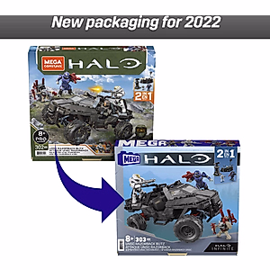 Mega Halo Infinite Toy Car Building Toys Set, UNSC Razorback Blitz Vehicle with 303 Pieces, 4 Micro Action Figures and Accessories, Gift Ideas