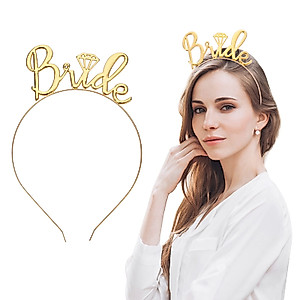 ASTER Bride to Be Set, Bride to Be Sash & Headband Tiara & Shoulder Length Veil Bachelorette Party Supplies Bridal Shower Decoration Accessories (White)