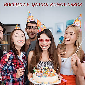 ZEBSF Birthday Queen Glasses for Women - Pink Heart Birthday Pearl Sunglasses for Funny Happy Birthday Gifts Accessories Party Favors Birthday Decorations