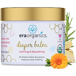 Era Organics Baby Diaper Balm - USDA Organic Ointment Cream Extra Soothing and Nourishing for Dry, Sensitive Skin - All Natural to Help Excess Moisture, Rash or Chafing