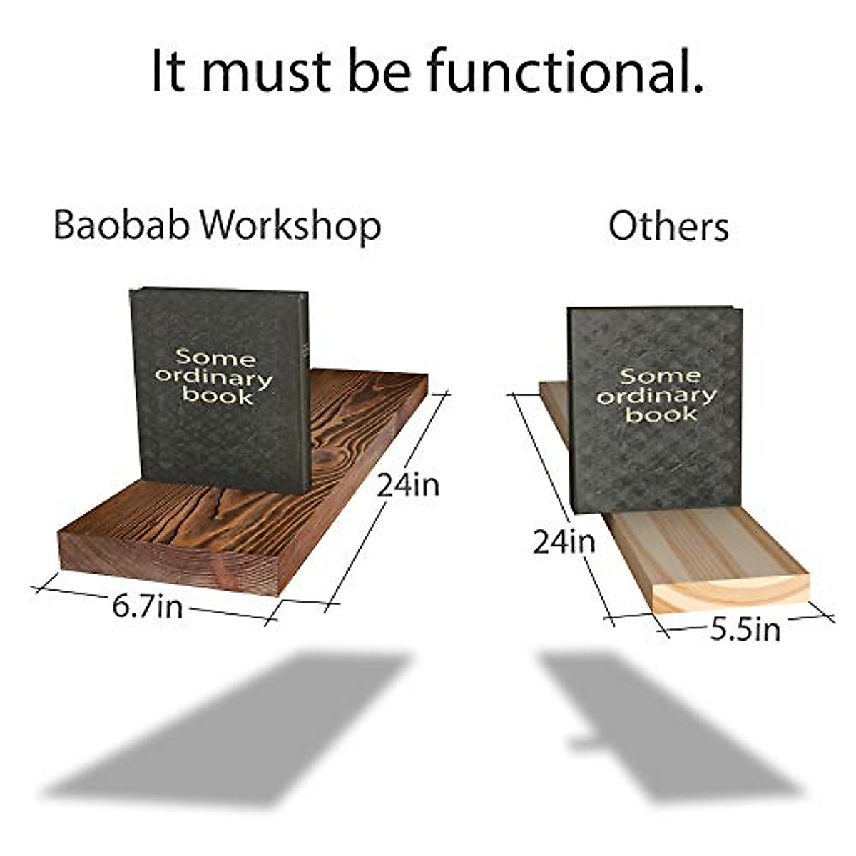 BAOBAB WORKSHOP Bundle - 2 Items: Wood and Wire Baskets with Floating Shelves for Bathroom Decor, Toilet Paper Storage, Living Room Bedroom and Kitchen