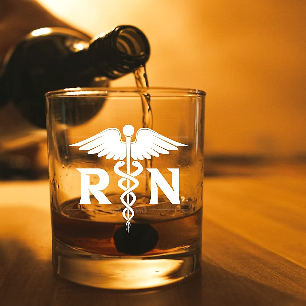 AGMDESIGN Funny Double sided Good Day Bad Day Don't Even Ask RN Registered Nurse Whiskey Glasses Gift Box , Registered Nurse Graduate Gift, Great Gift for Nurses, RN, or Nursing Graduation