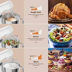 Stand Mixer, Zuccie 4.5L Mixers Kitchen Electric Stand Mixer, 380W Motor Power Food Mixer, 8+P-Speed Dough Mixer with Dough Hook, Wire Whip & Beater, White