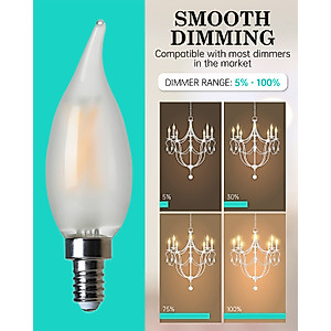 AMDTU E12 LED Bulb, Frosted Chandelier Light Bulbs 2700K Soft Warm White, 40W Type B Candelabra Light Bulbs Small Base, Dimmable, 2 Pack