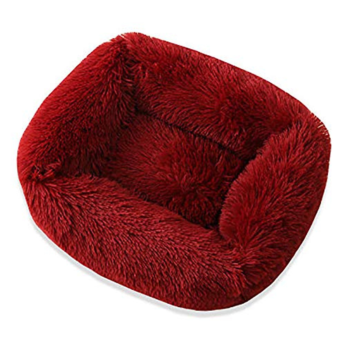 Whipin Bed Xs Size Warm Winter Square Super Soft Sleeping Dog Bed Long Plush Washable Cat Mat Basket Puppy House 1Pcs Wine Red