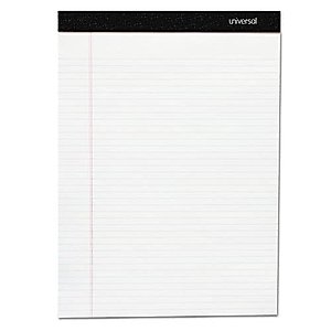 Universal UNV30630 8.5 in. x 11 in. 50 Sheets Black Headband Premium Ruled Writing Pads - White (6/Pack)