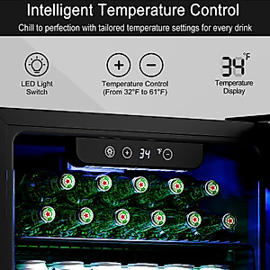 Feelfunn Beverage Refrigerator Cooler - 126 Can Mini Fridge Glass Door for Drinks Soda Beer Wine - Small Refrigerator for Office Bedroom Home Bar, 4 Adjustable Shelves, 3.2 Cu.Ft, Silver