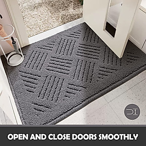 JEEDOVIA Door Mat Indoor Doormat,Front Back Door Mats Non Slip Entrance Rugs Rubber Backing,Inside Doormats for Entryway Low-Profile, Absorbent Resist Dirt Floor Mats Washable,20"x32"Grey