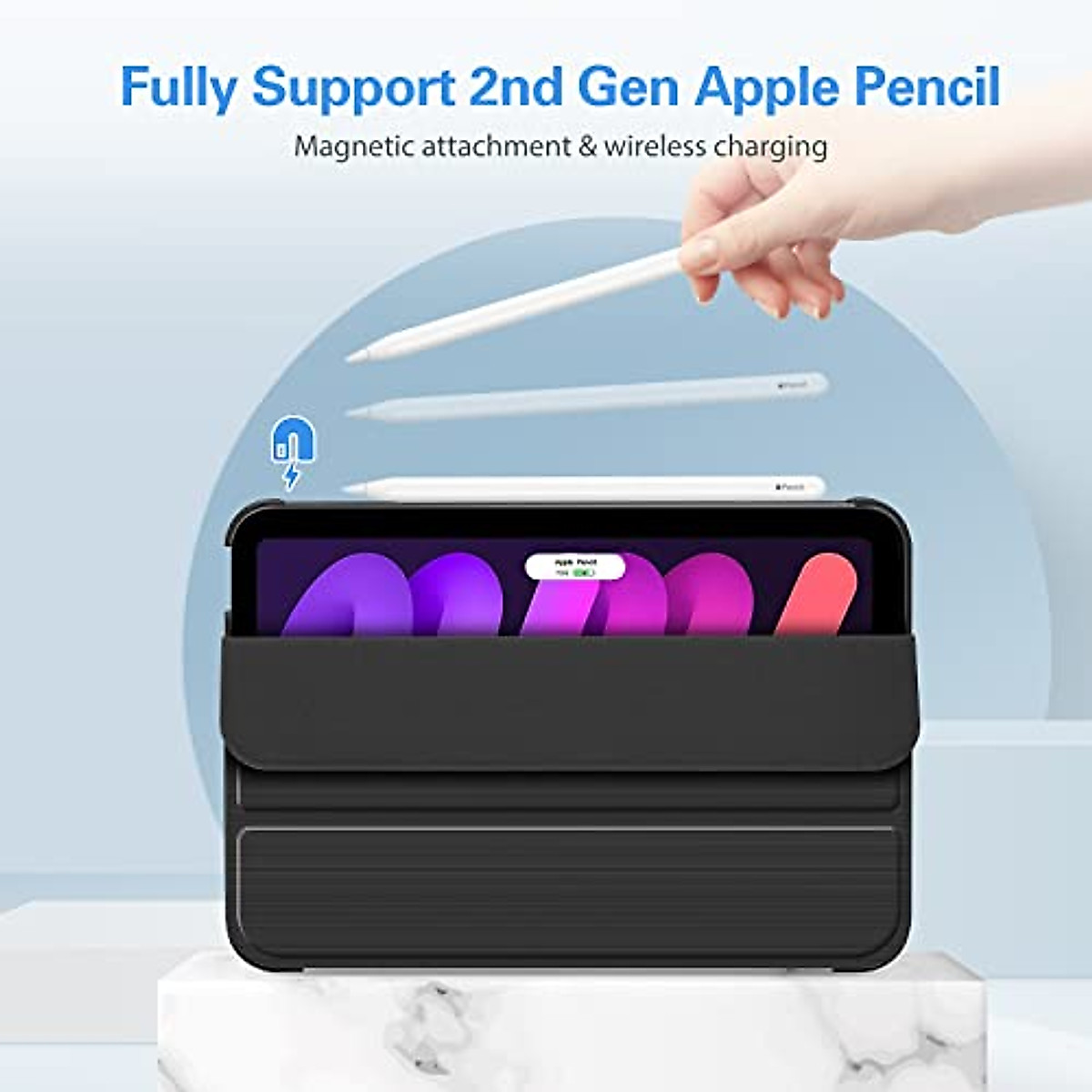 ProCase Smart Case for iPad Mini 6 8.3 Inch 2021 iPad Mini 6th Generation Case, Hard Back Cover Cases for 2021 iPad Mini 8.3" 6th Gen A2567 A2568 A2569 -Black