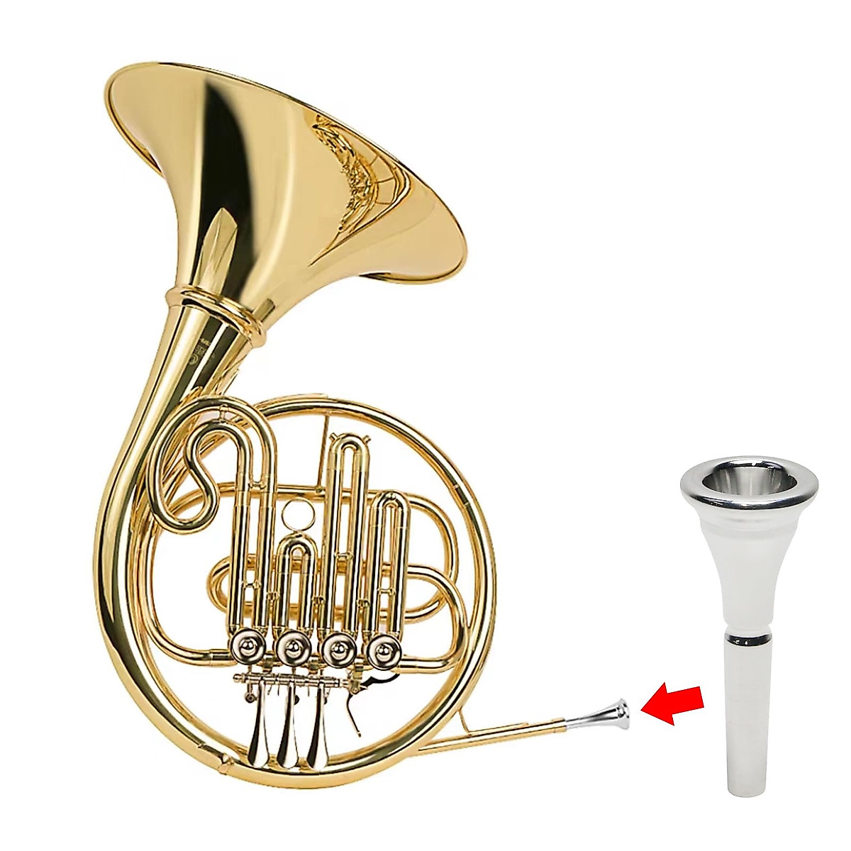 Geesatis Silver Plated Horn Mouthpiece Deep Cup Mouth Horn Standard Horn Mouthpiece