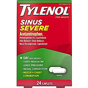 TYLENOL Sinus Congestion & Pain, Severe Caplets Daytime Non-Drowsy 24 EA (Pack of 3)