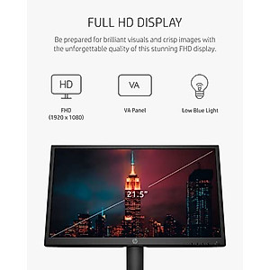 HP V223ve FHD Monitor, 1080p VA Display,75Hz Refresh Rate, 21.5-inch Computer Screen,TÜV certified Low Blue Light Mode, Ergonomic Tilt,3000:1 Contrast Ratio,HDMI & VGA Ports,VESA Mounting (2021),Black