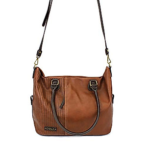 CHALA Laser Cut Crossbody Shoulder bag Tote Bag Faux Leather Brown (Handbag Only)