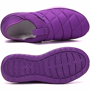 KUBUA Slippers for Men and Womens Indoor House Shoes Plush Slip on Outdoor Garden Loafers Purple 7 Women / 6 Men
