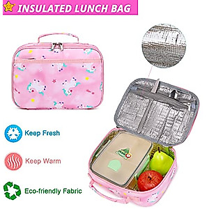 Soekidy Unicorn Toddler Backpack for Girls Cute School Backpack for Girls Kids Backpacks with Lunchbox Animal Cartoon Preschool Backpack Bookbag for Kindergarten