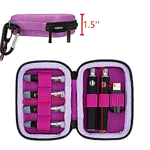 Biu-Boom (Only Case )Carrying Bag Small Travel case,Carabiner or Lanyard, for Battery,Charger, Kit,(Only Case) (Pink)