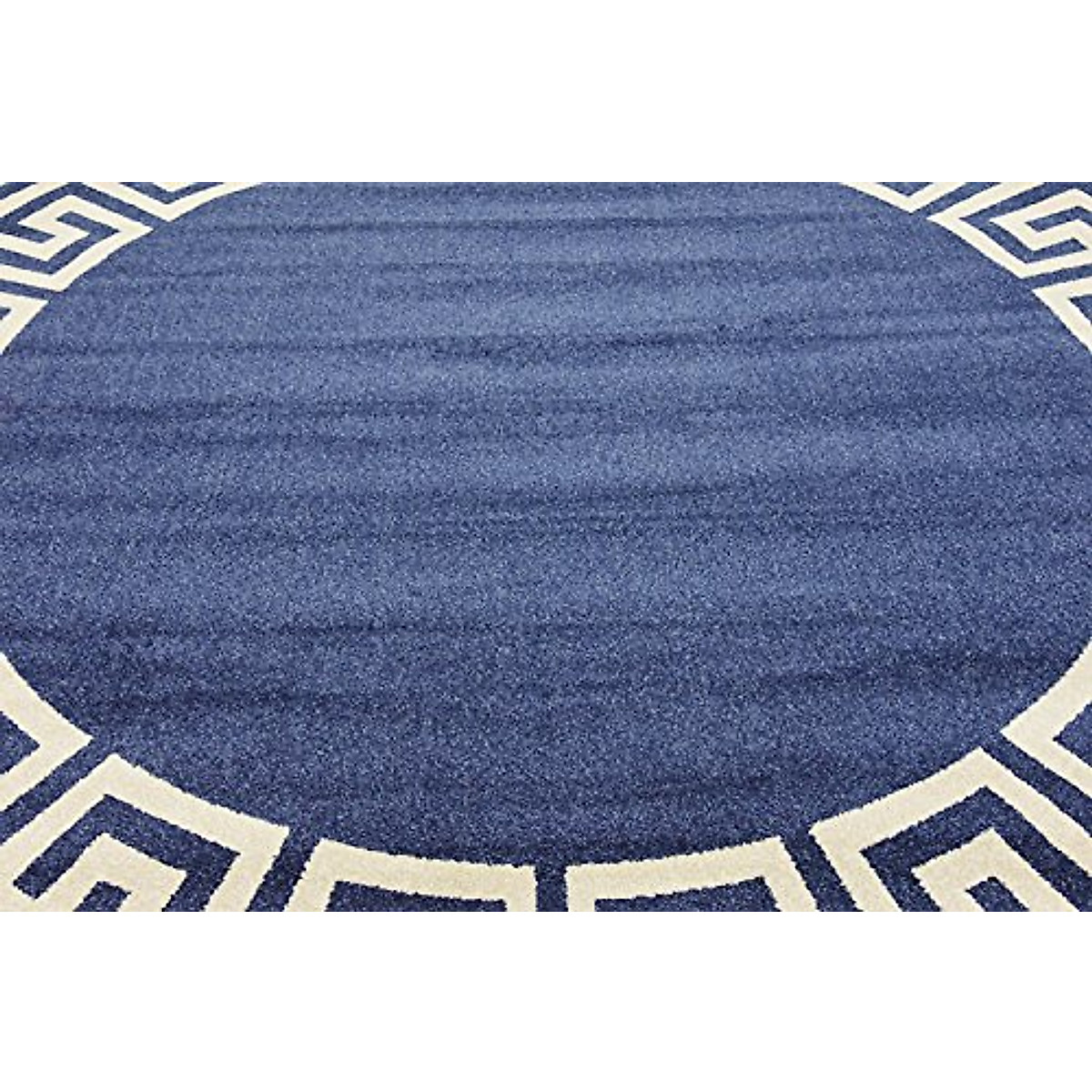 Unique Loom Athens Collection Classic Geometric Modern Border Design Area Rug, Round 8' 0" x 8' 0", Navy Blue/Beige