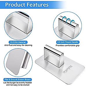 HOLEEKIC 9.0" X 5" Hamburger Press for BBQ, Burger Press and Spatula 2 in 1, Stainless Steel Grill Press for Bacon and Smash Burgers