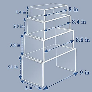 ADISEN Acrylic Risers for Display, Clear Acrylic Riser Display Stands, 8 Pcs Acrylic Display Risers for Show Funko Pop Figures, Cupcake, Jewelry, Candle, Toys, Perfume and More
