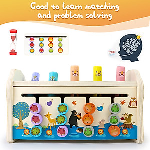 Montessori Toys for 1 Year Old Girl Boys Gifts Wooden Toys for Toddlers 1-3 with Pounding Bench Hammer Toy Xylophone Educational Number Puzzles for Age 2 3 4 Boy Girls Baby Birthday Gift