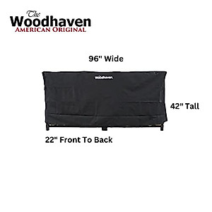 Woodhaven 8 Foot Waterproof Full Cover - Covers 1/2 Cord Outdoor Firewood Rack - Reinforced Vinyl With Velcro Straps - Keeps Logs Dry (Black)