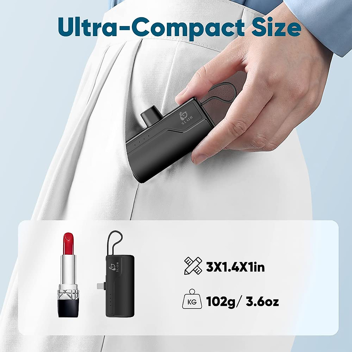 Gankoii iPhone Portable Charger 5000mAh, Mini Power Bank Battery Pack Phone Backup Charger, Small Portable Charger Compatible with iPhone 14/13/ 12/11/ XS Max/XR/X, AirPods, Black